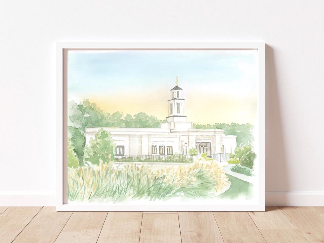 Watercolor Print Baton Rouge Temple Painting Lds Louisiana Temple ...