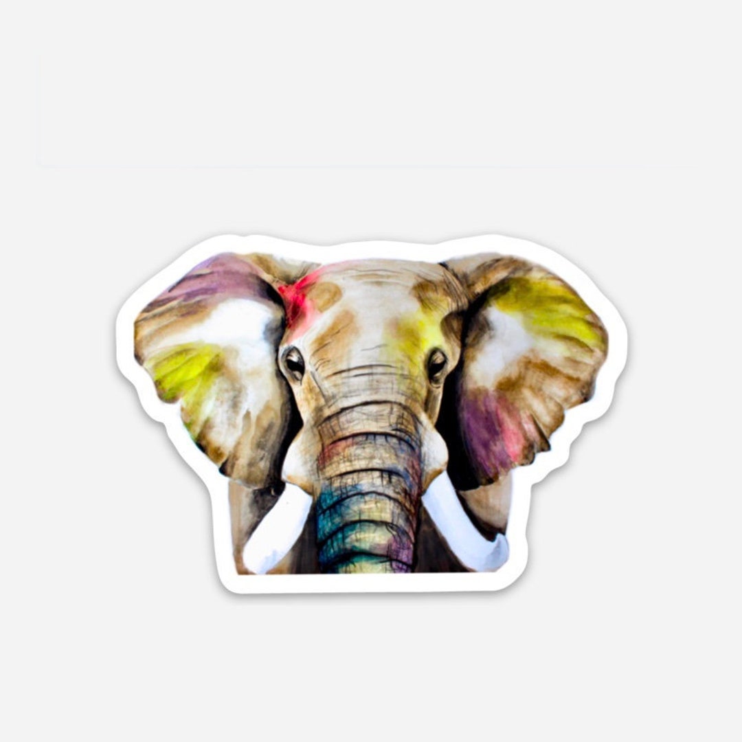 Elephant Sticker Vinyl Sticker Colorful Elephant Vinyl - Etsy
