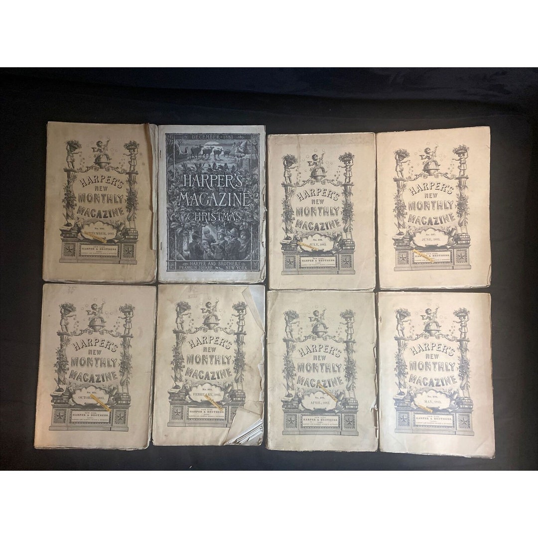Harpers New Monthly Magazine 8 Antique Magazines Periodicals 1883 1800s ...