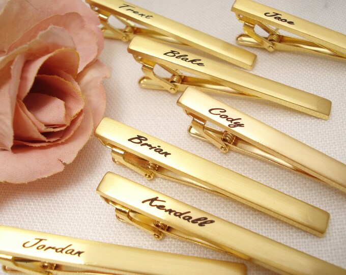 Stainless Steel Personalized Tie Clip...Gold or Silver Custom | Etsy