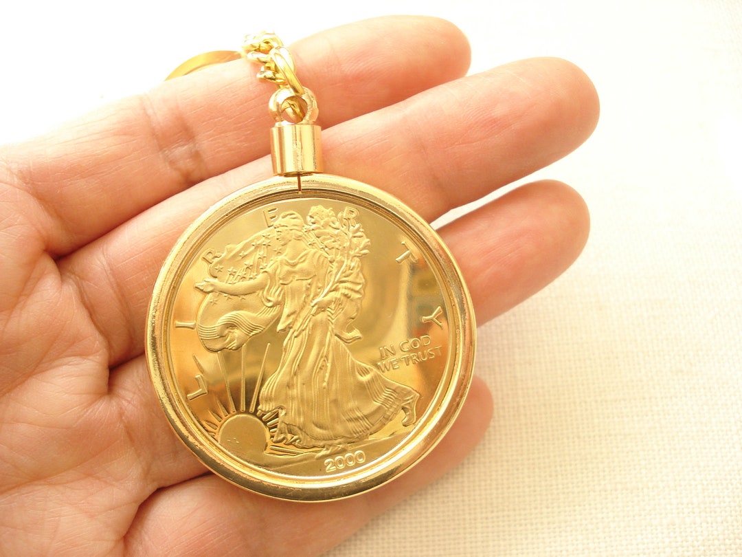 Eagle Liberty Dollar Gold Coin Key Chain, His and Hers, Wedding Gift ...