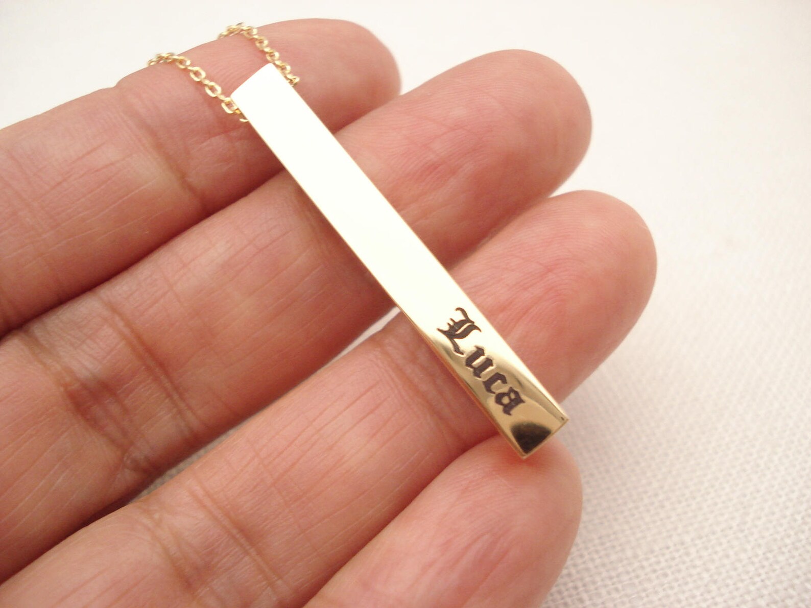 Personalized Vertical Gold Bar Necklace...engraved 3D Bar | Etsy