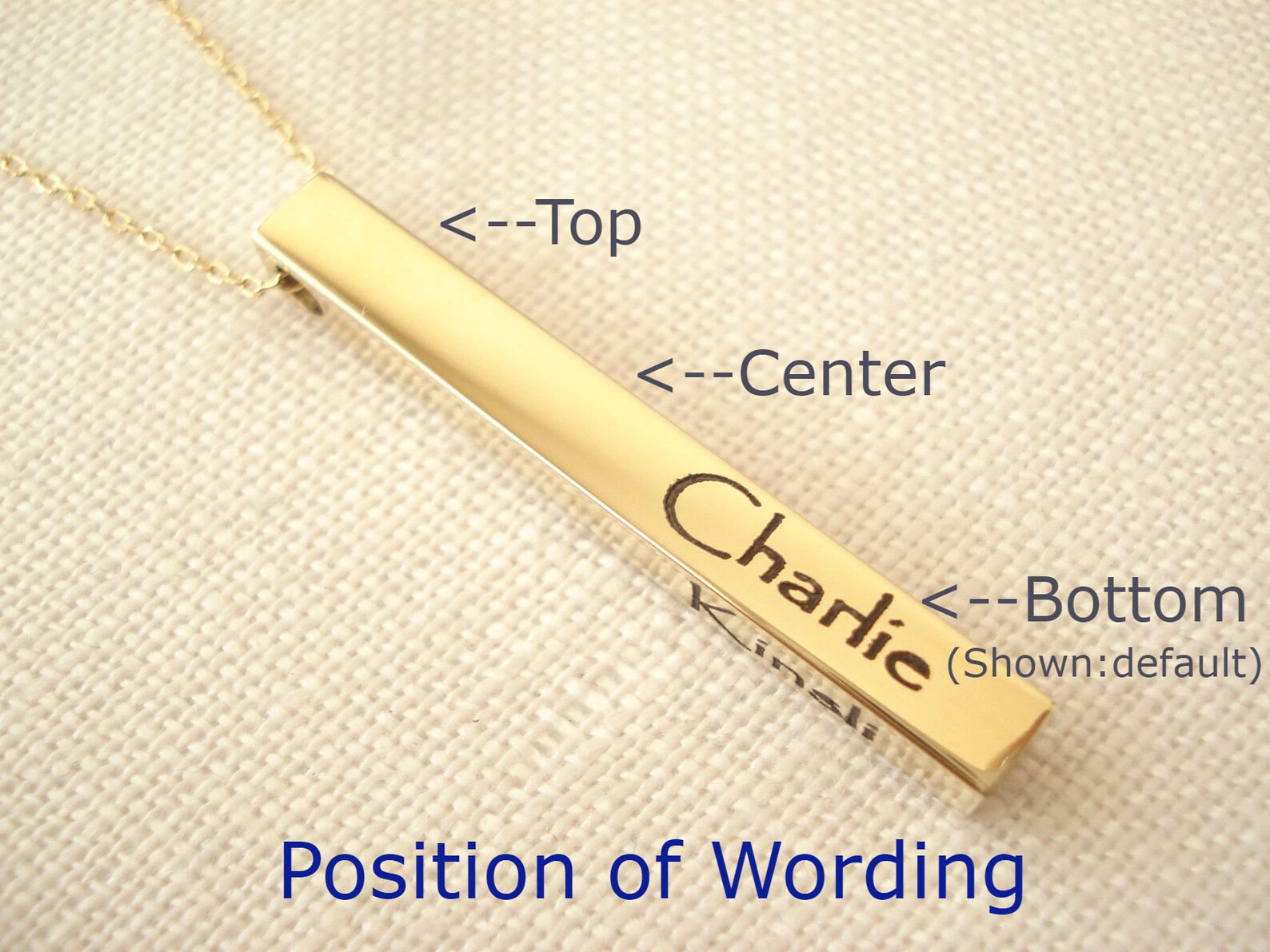 Personalized Vertical Gold Bar Necklace...3d Bar Custom - Etsy