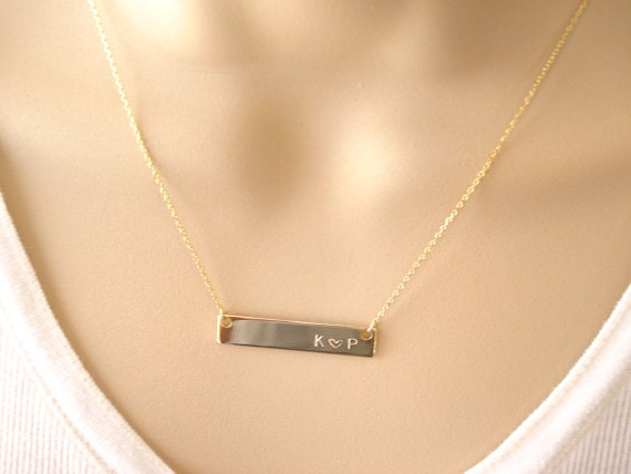 Hand Stamped Gold Bar Necklace...personalized Name Plate Bar - Etsy