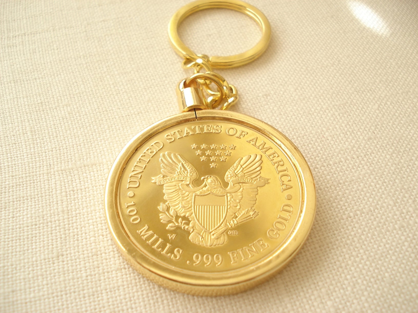 Eagle Liberty Dollar Gold Coin Key Chain, His and Hers, Wedding Gift ...