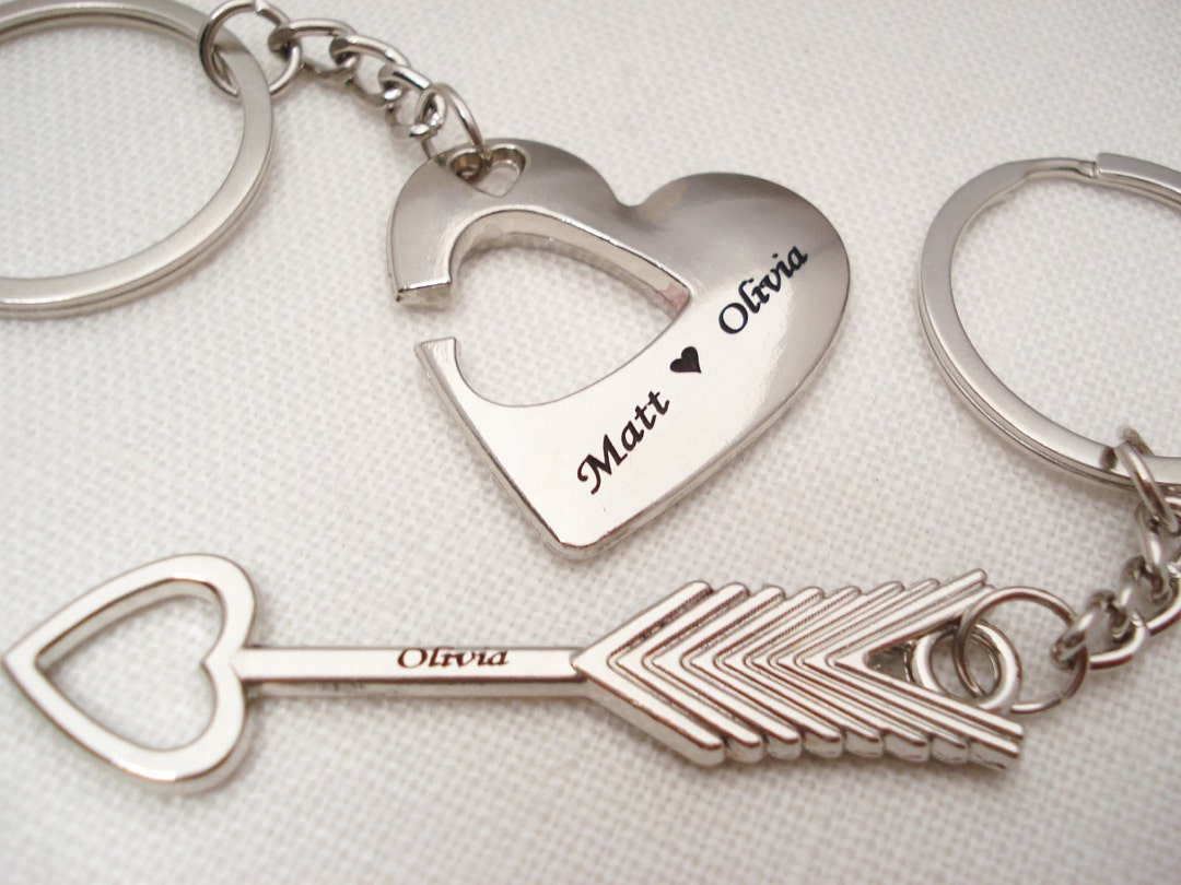 Personalized Key Chain Set two Matching...custom Engraved - Etsy