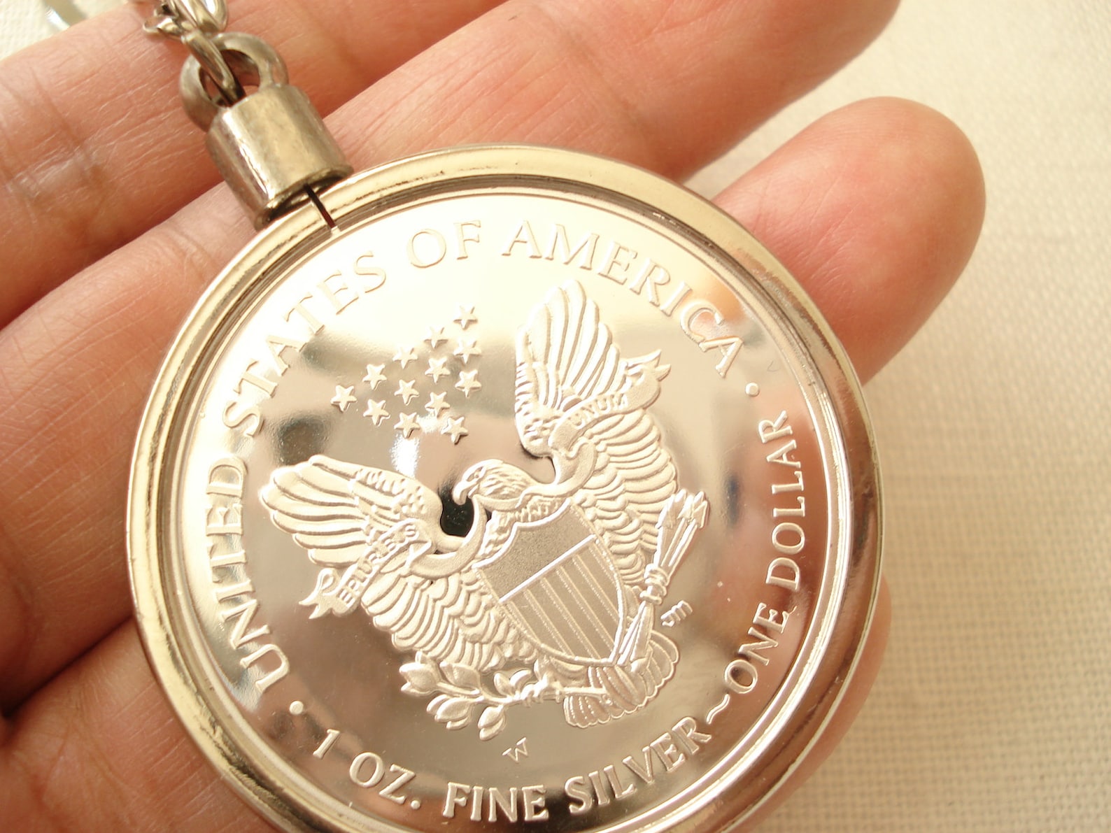 Eagle Liberty Dollar Silver Coin Key Chain, His and Hers, Wedding Gift ...