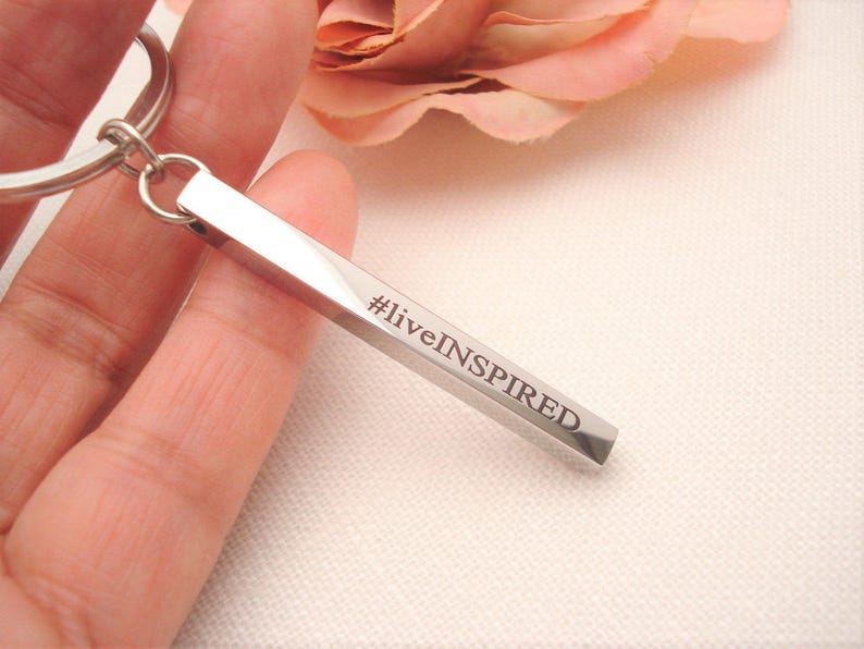 Personalized Key Chain...stainless Steel Bar, Custom Engraved Key Ring ...