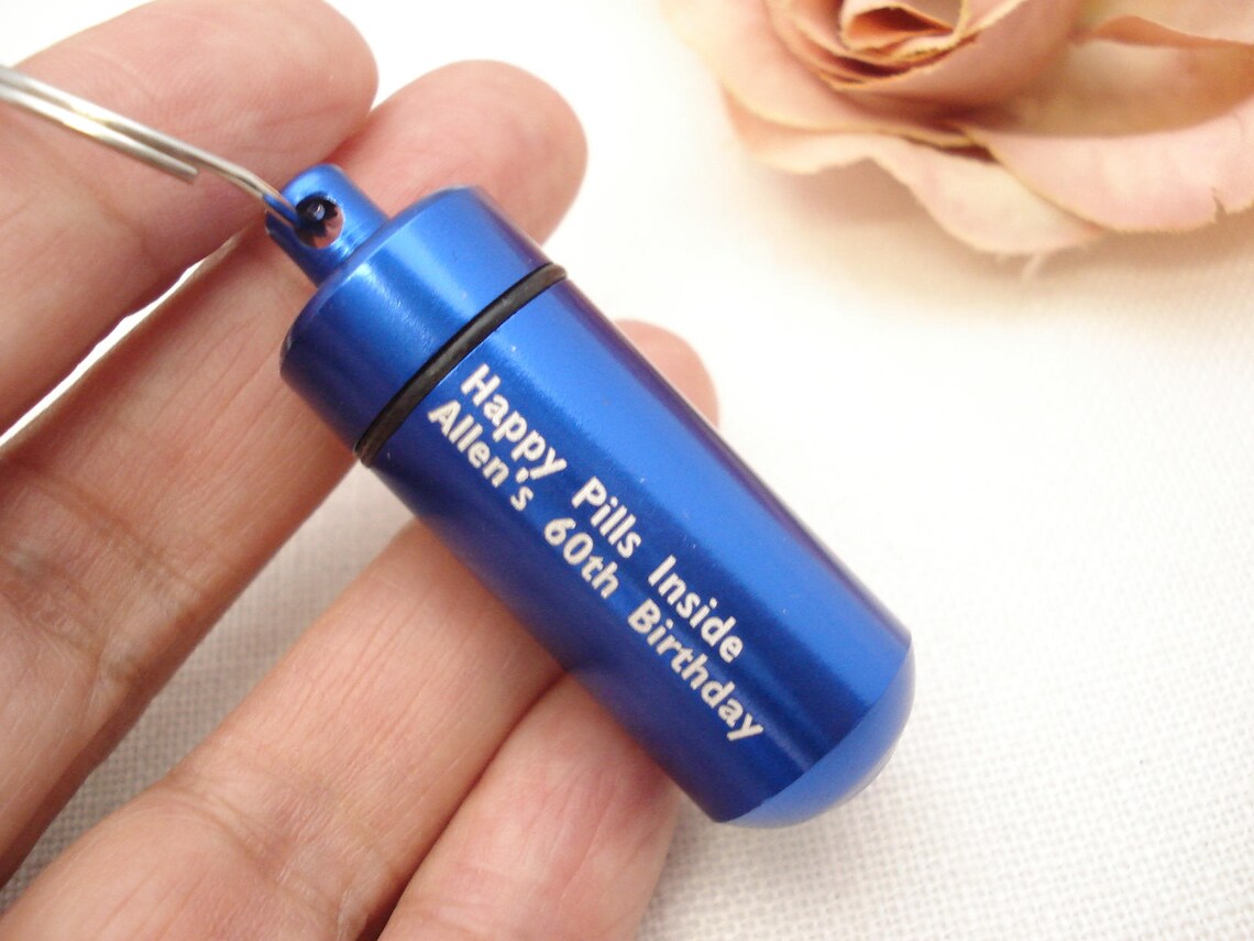 Personalized Pill Case With Key Chain...custom Engraved Key Ring, Pill ...
