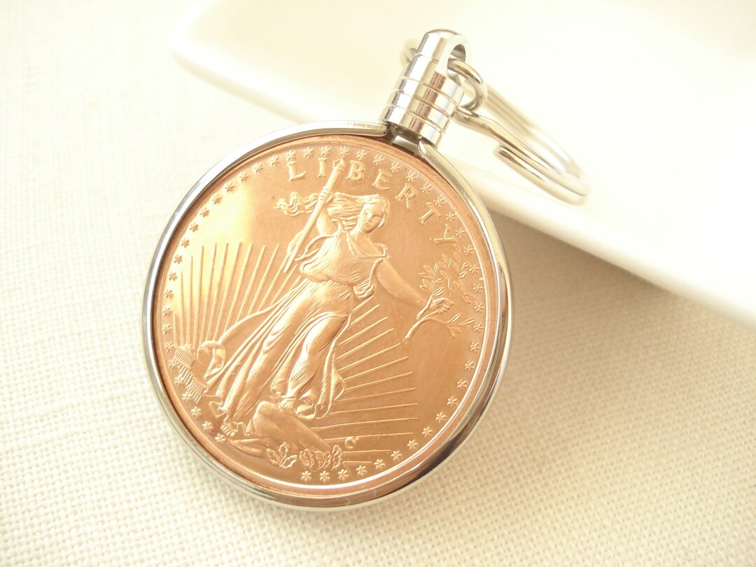 Eagle Liberty Dollar .999 Copper Coin Key Chain, His and Hers, Wedding ...