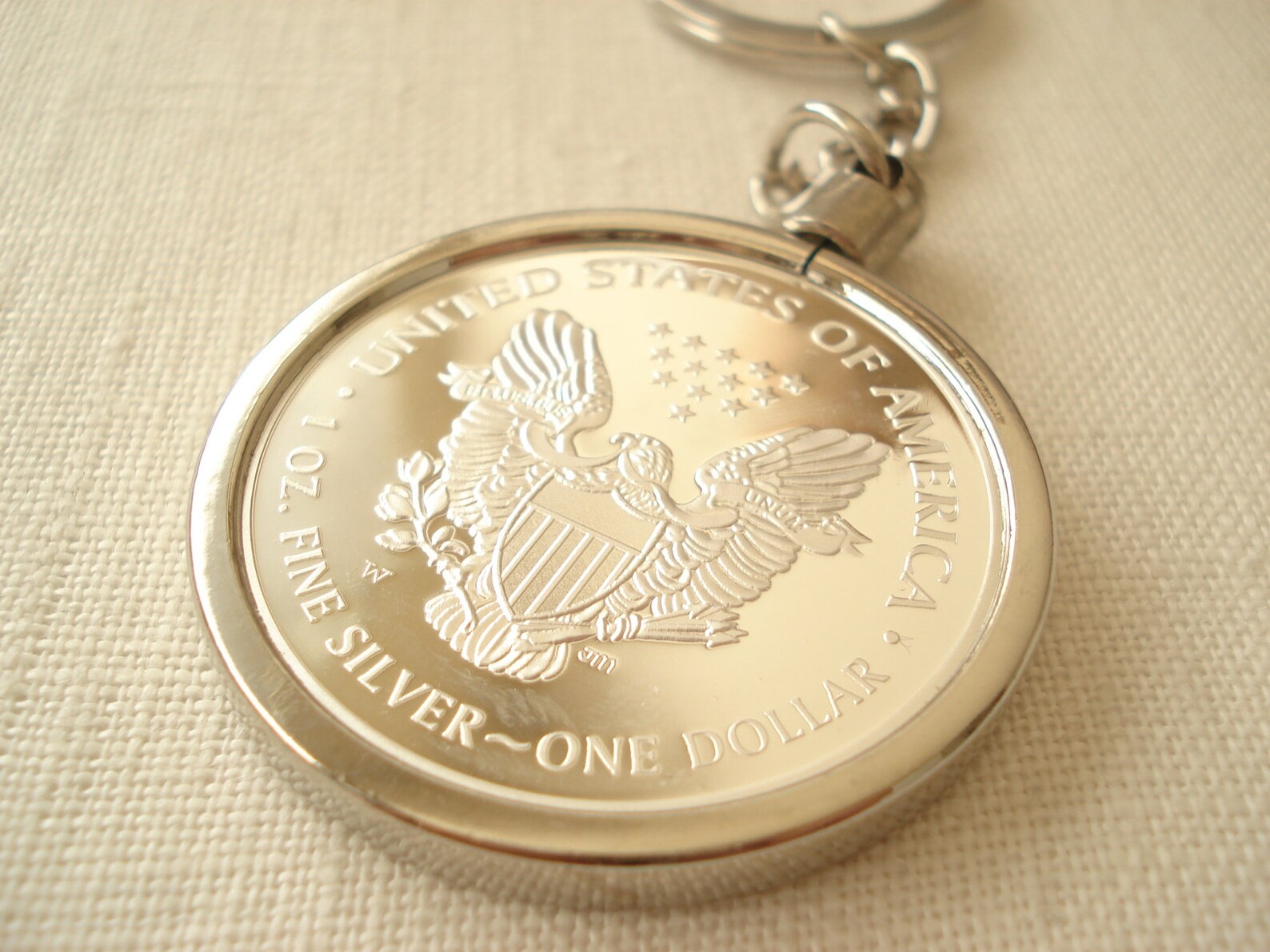 Eagle Liberty Dollar Silver Coin Key Chain, His and Hers, Wedding Gift ...