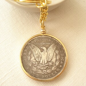 Morgan Dollar 1881 Silver Coin Key Chain, His and Hers, Wedding Gift ...
