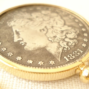 Morgan Dollar 1881 Silver Coin Key Chain, His and Hers, Wedding Gift ...
