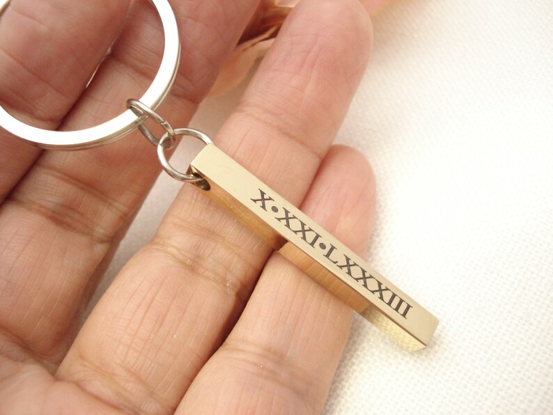 Personalized Key Chain...stainless Steel W/ Gold Plated Bar - Etsy