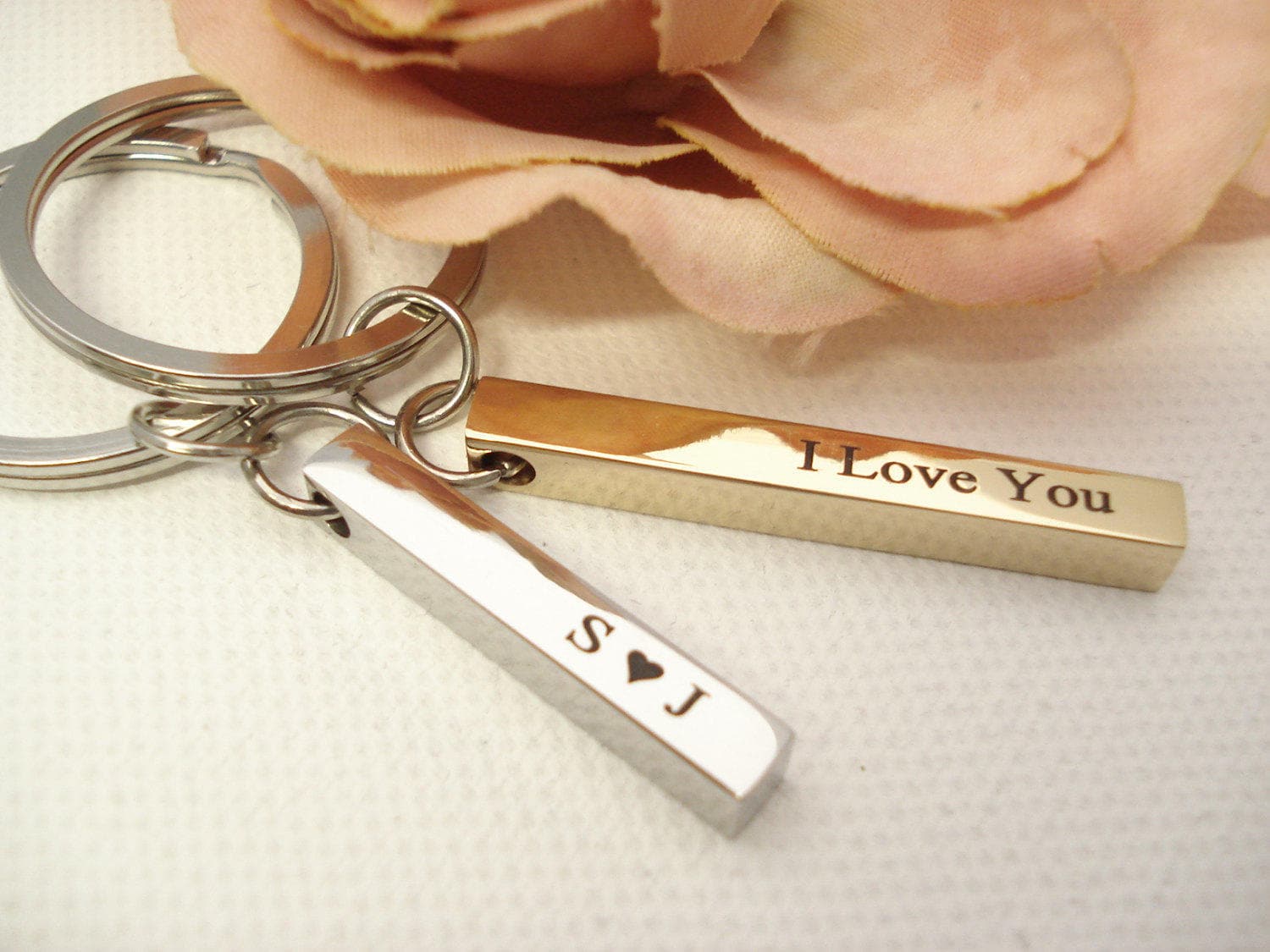 Personalized Key Chain...stainless Steel W/ Gold Plated Bar | Etsy