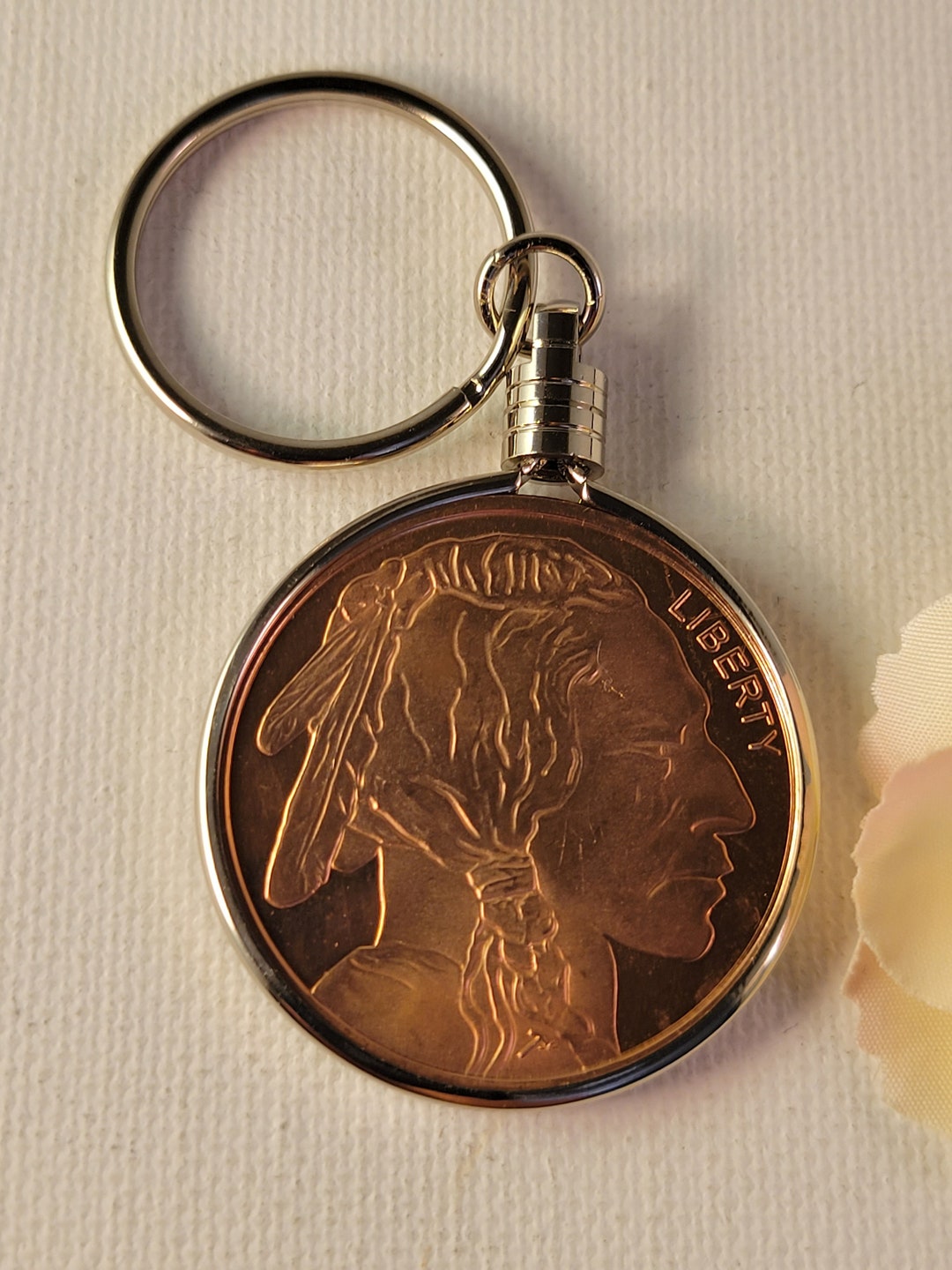 Liberty Dollar .999 Copper Coin Key Chain, His and Hers, Wedding Gift ...
