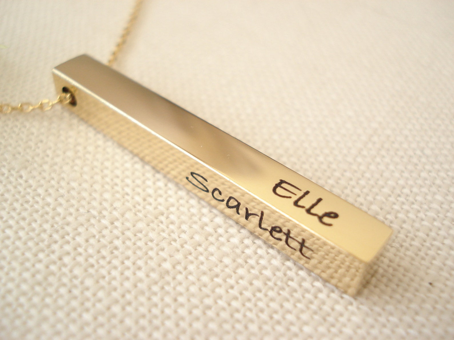 Personalized Vertical Gold Bar Necklace...engraved 3D Bar | Etsy