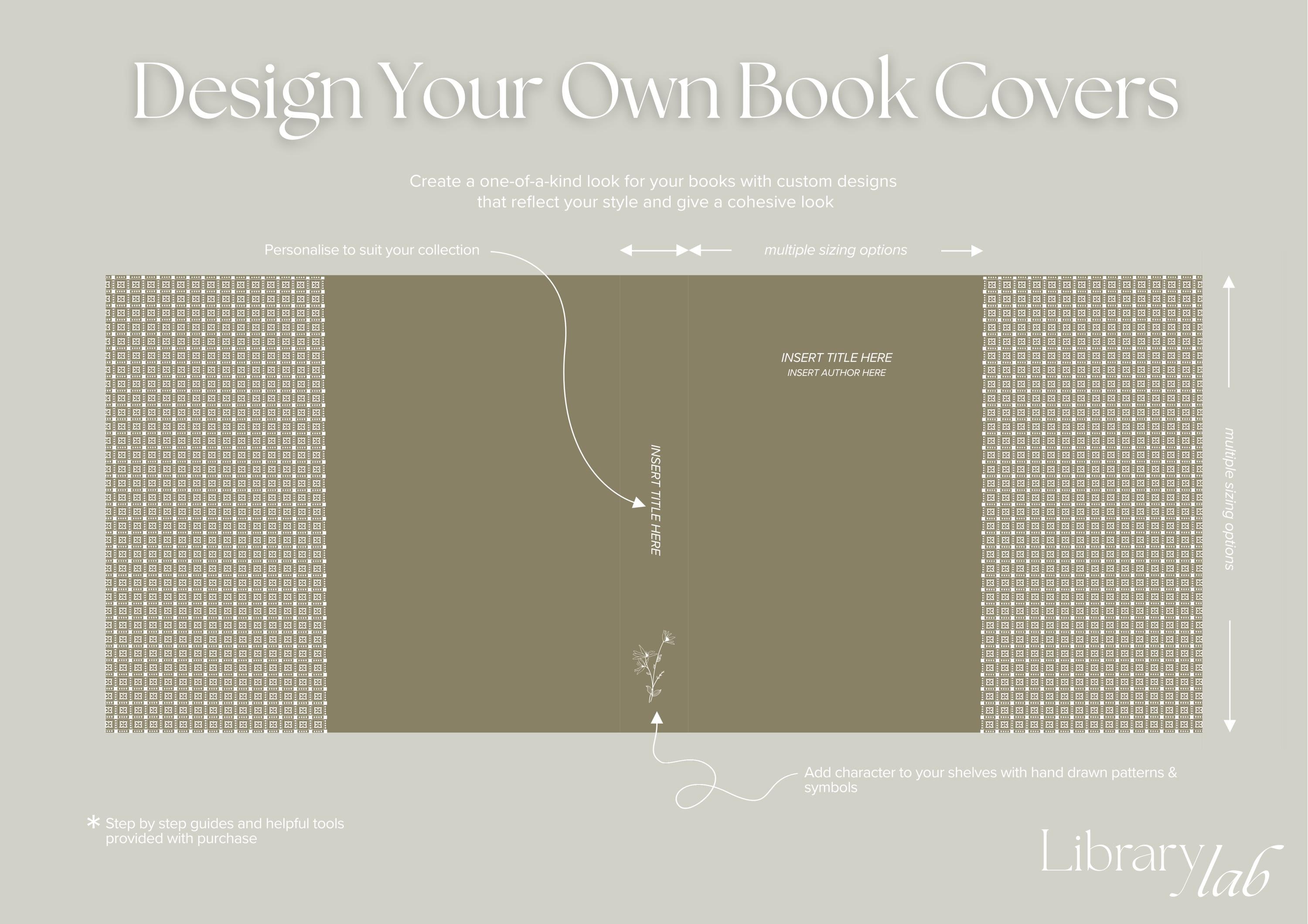 Custom Book Cover / Dust Jacket With Hand Drawn Patterns in Multiple ...