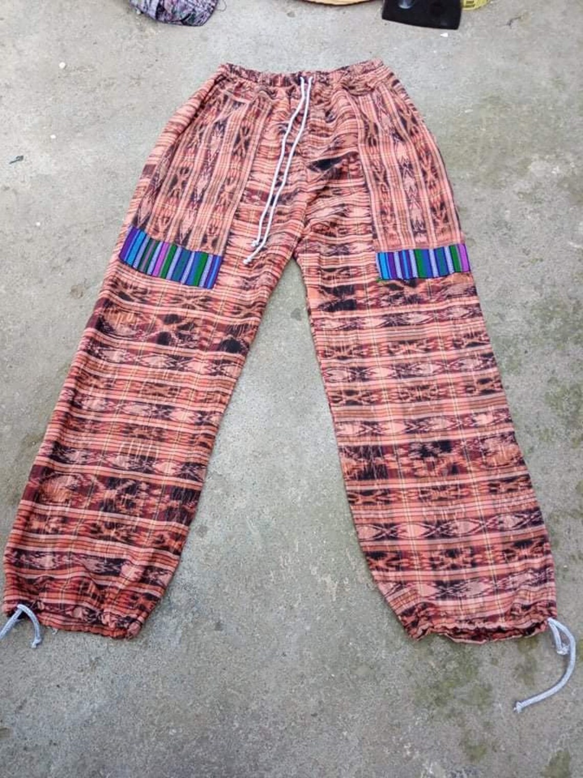 Guatemala ethnic Vintage Textiles Tela Maya Pantalones de | Etsy