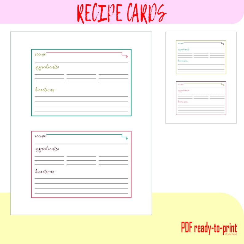 Recipe Binder PRINTABLE, Recipe Cards, Recipe Pages, Planner Inserts ...
