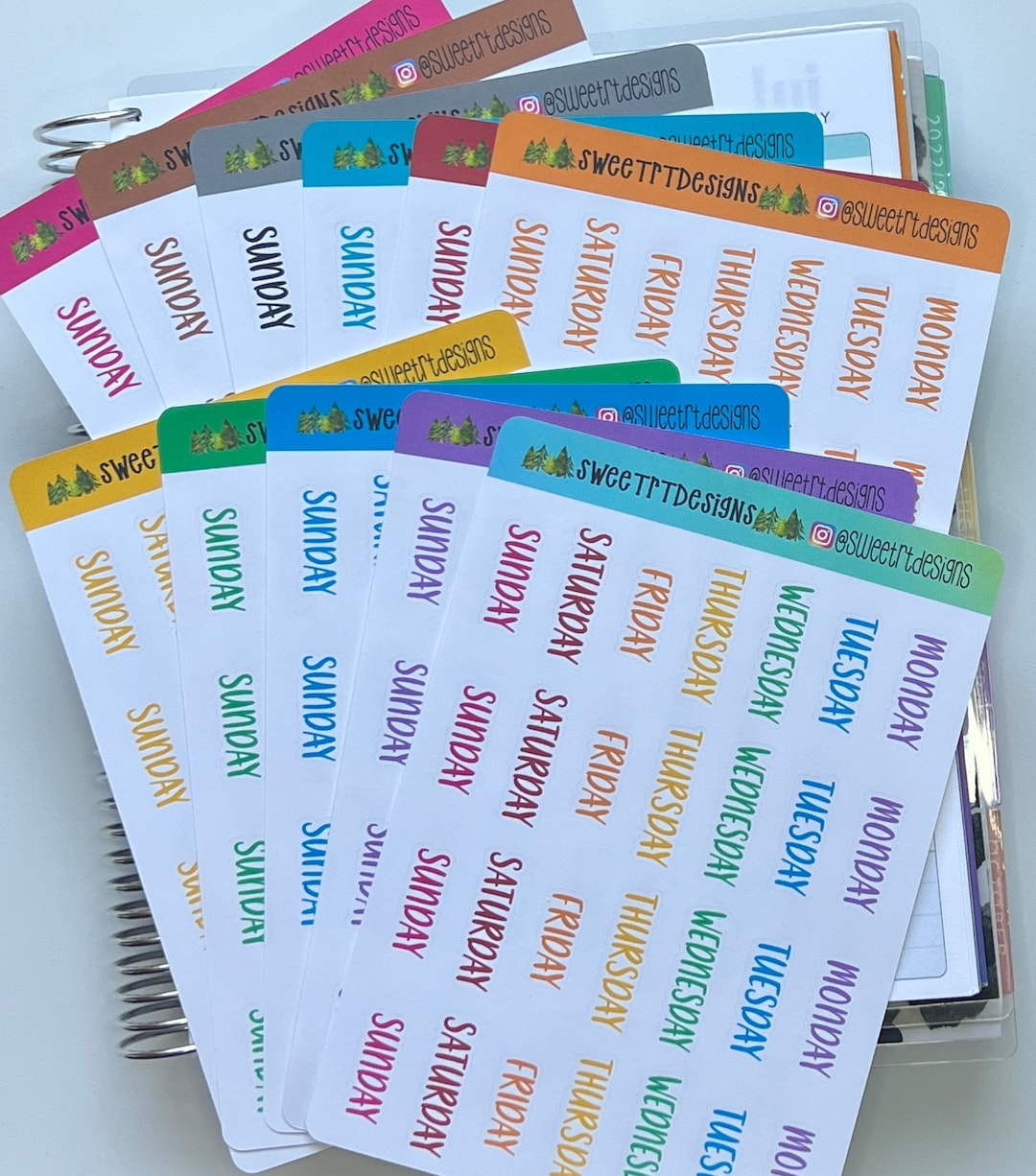Sheet of Days of the Week Planner Stickers (choose Your Color) - Etsy