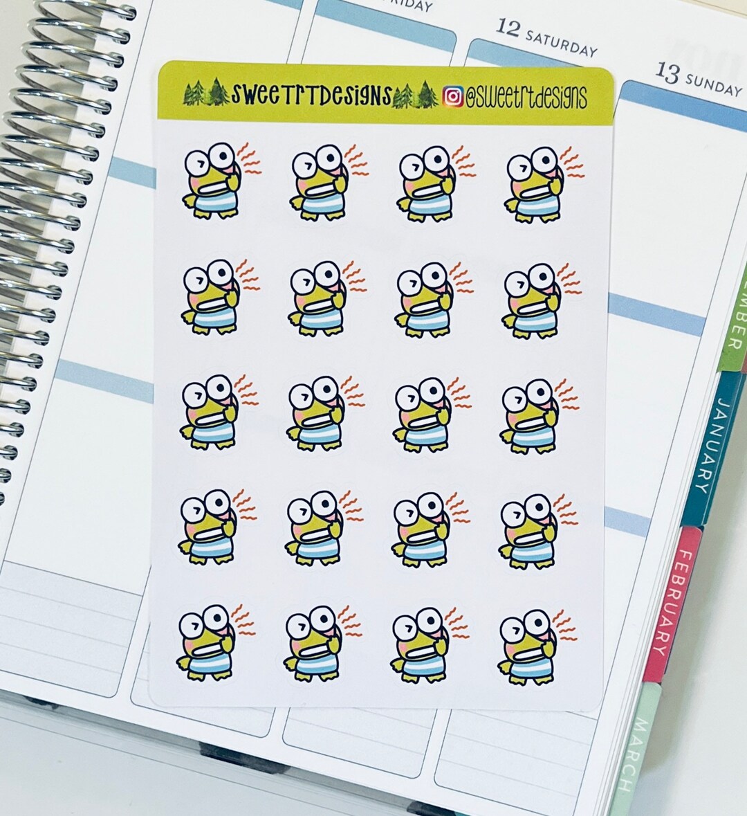 Frog Trying to Stay Awake Planner Stickers, Standard or Mini Size - Etsy