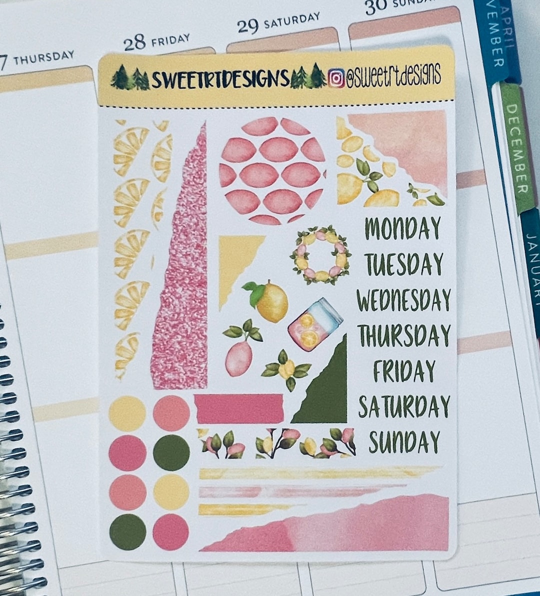 Pink Lemonade Journal Sticker Kit - Etsy