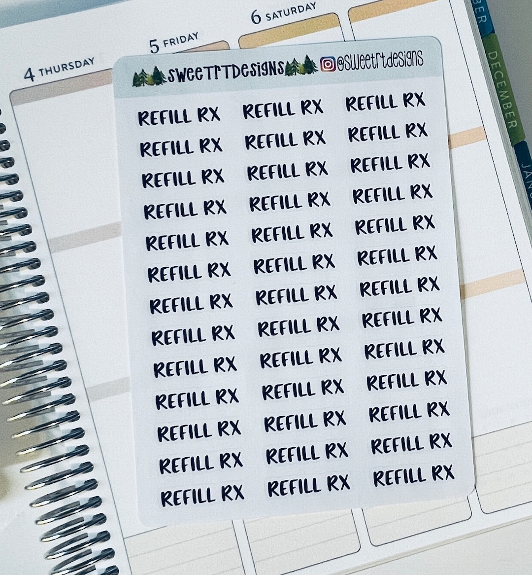 Refill Rx Script Planner Stickers - Etsy