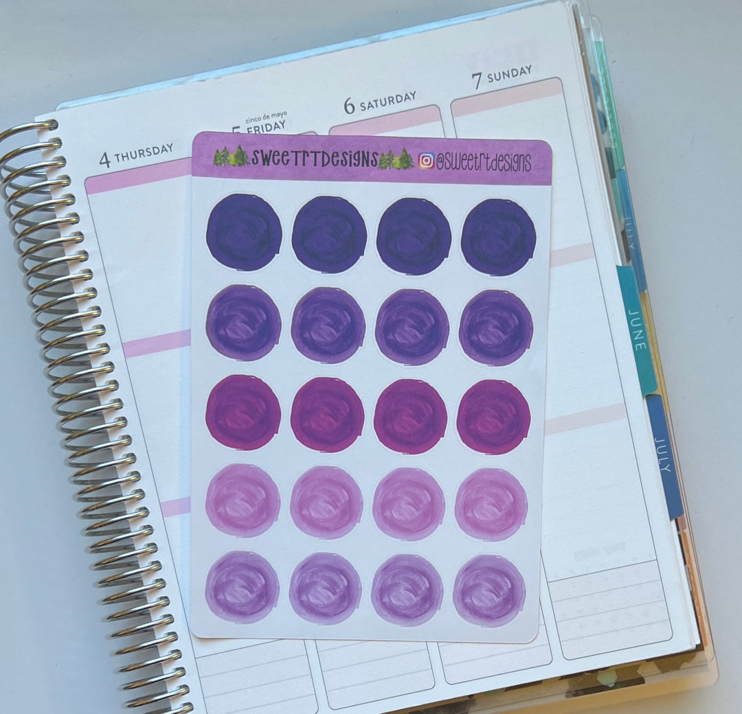 Purple Brush Stroke Circle Planner Stickers - Etsy