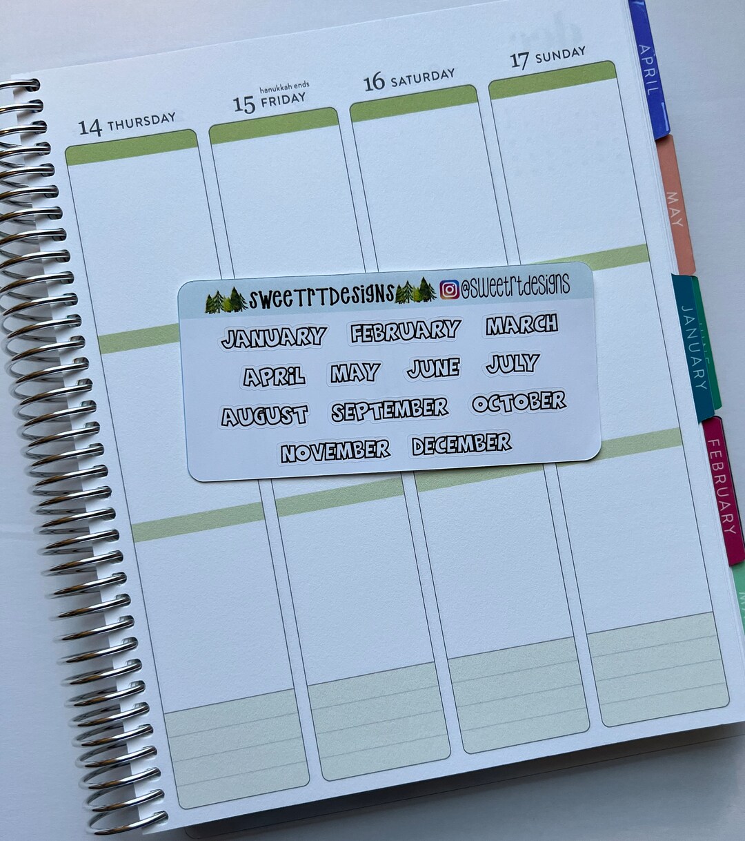 Black Script Monthly Header Planner Stickers - Etsy