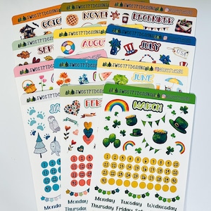 Monthly Themed Planner Stickers for Small Planners and Journals - Etsy