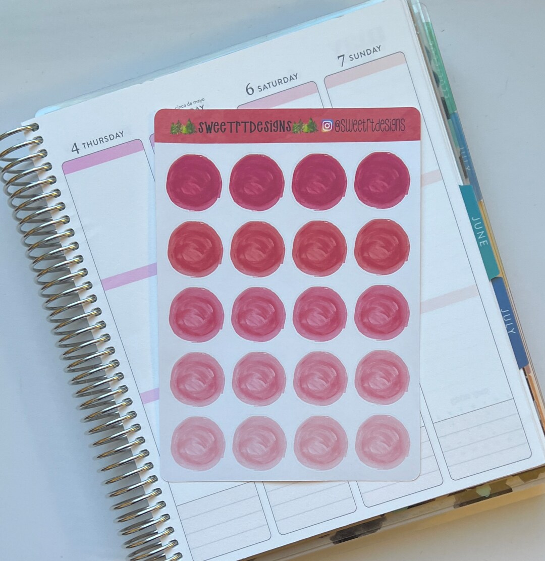 Pink Brush Stroke Circle Planner Stickers - Etsy
