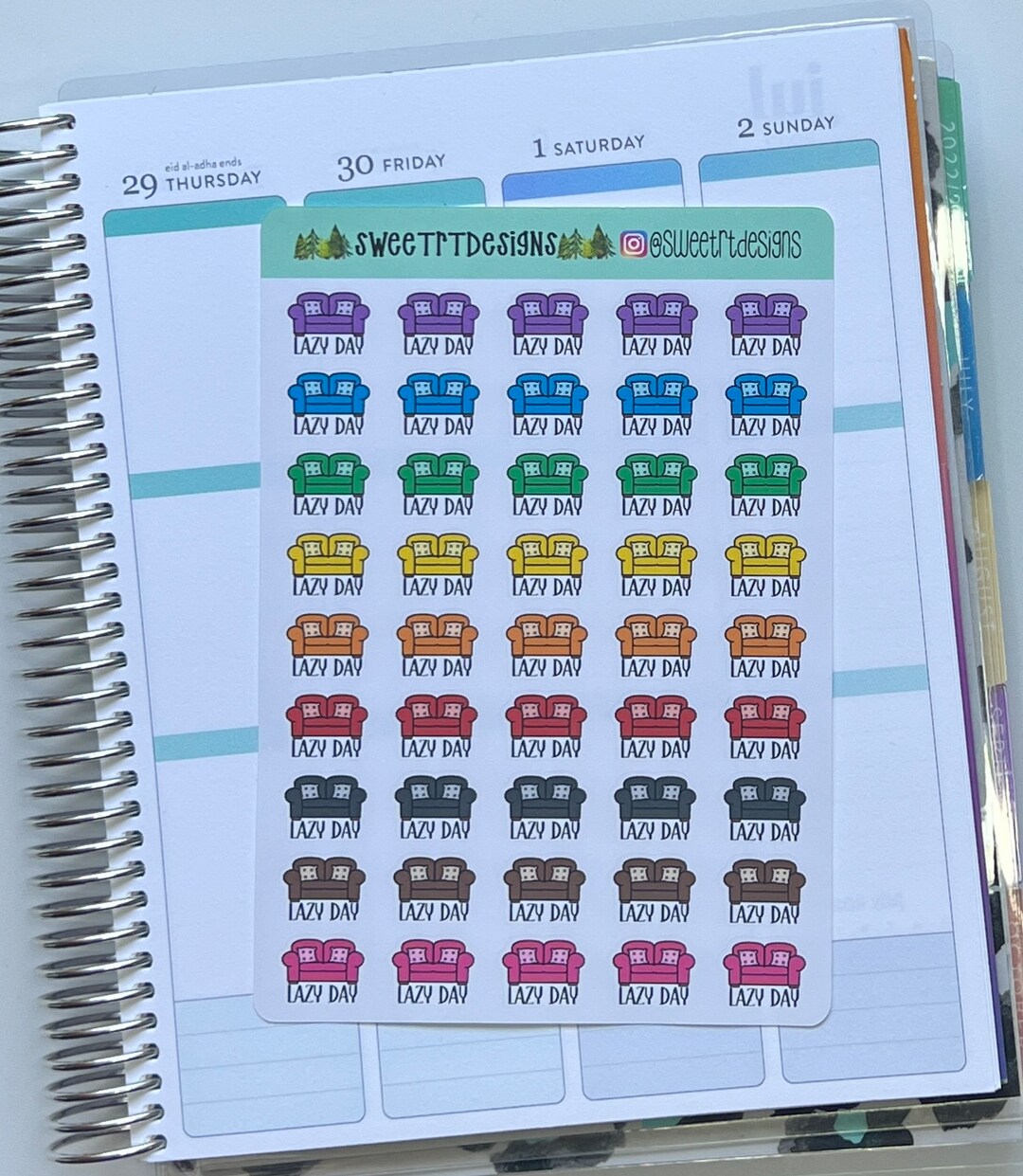 Rainbow Lazy Day on the Couch Planner Stickers - Etsy
