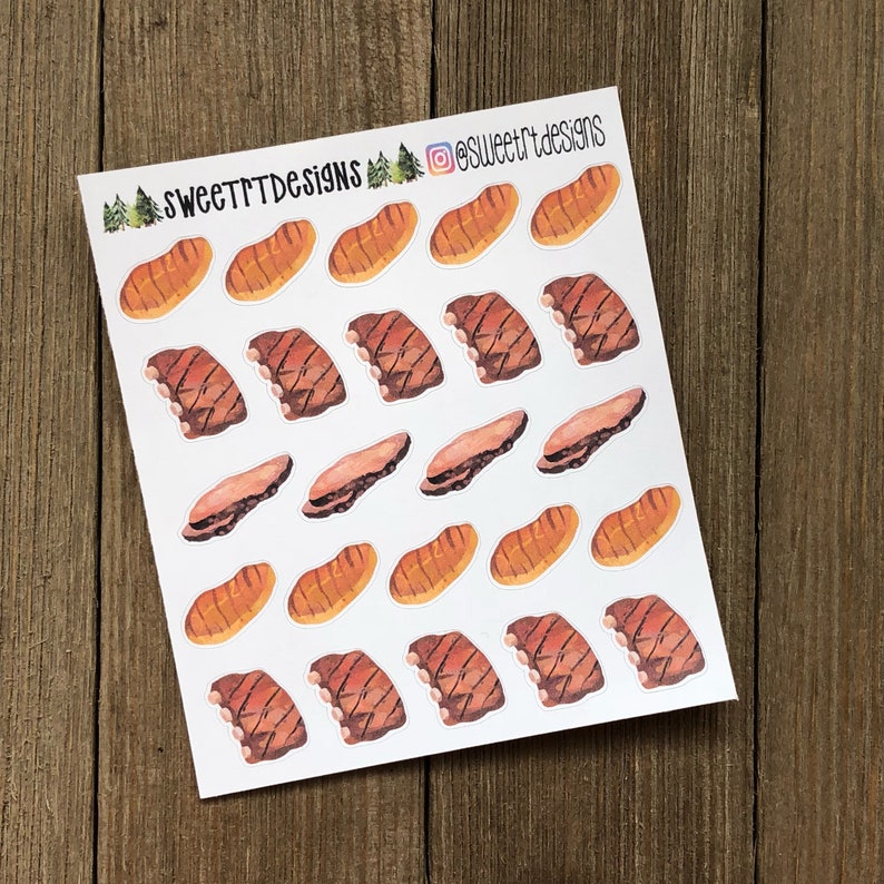 BBQ meat stickers 1 | Etsy