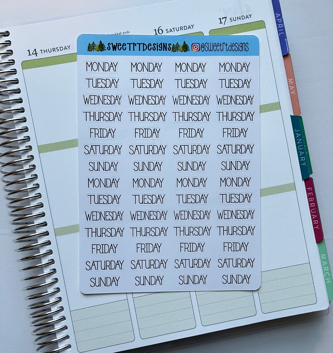 Farmhouse Print Days of the Week Planner Stickers - Etsy
