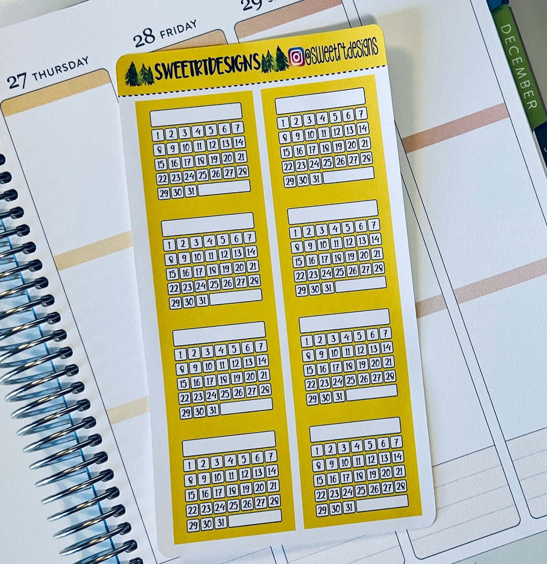 Yellow Monthly Habit Tracking Stickers - Etsy