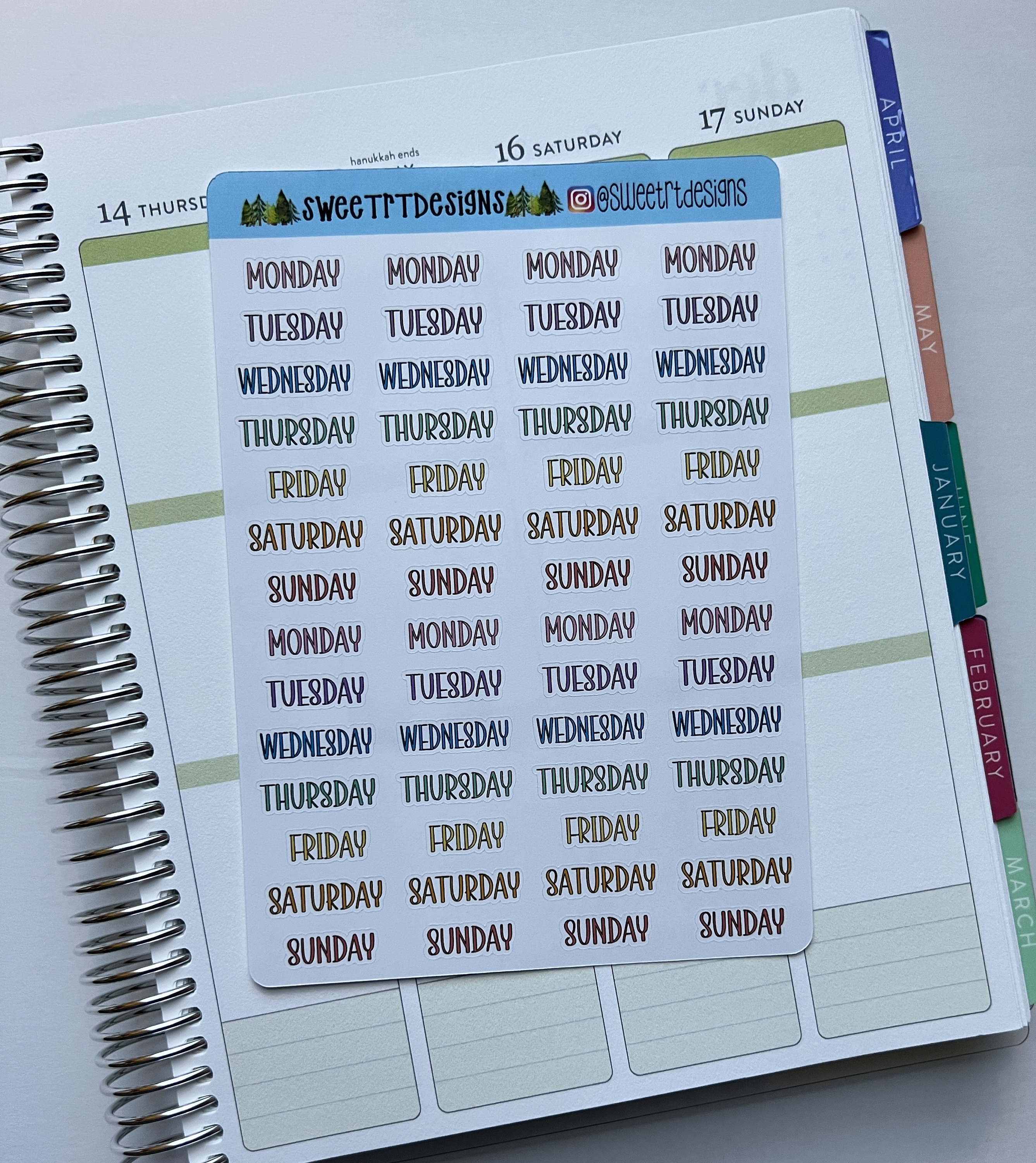 Skinny Rainbow Days of the Week Planner Stickers - Etsy