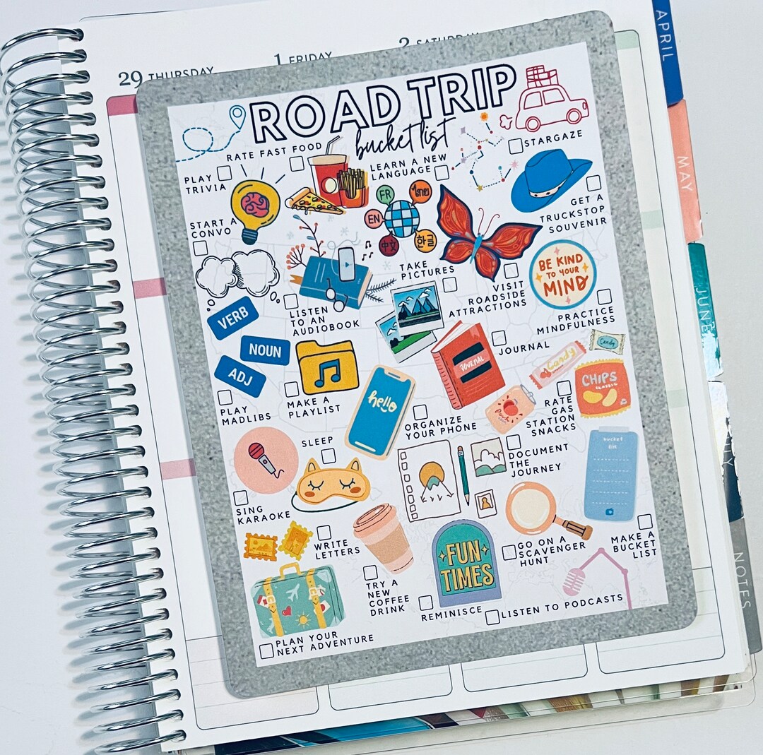 Full Page Road Trip Bucket List Planner Sticker - Etsy