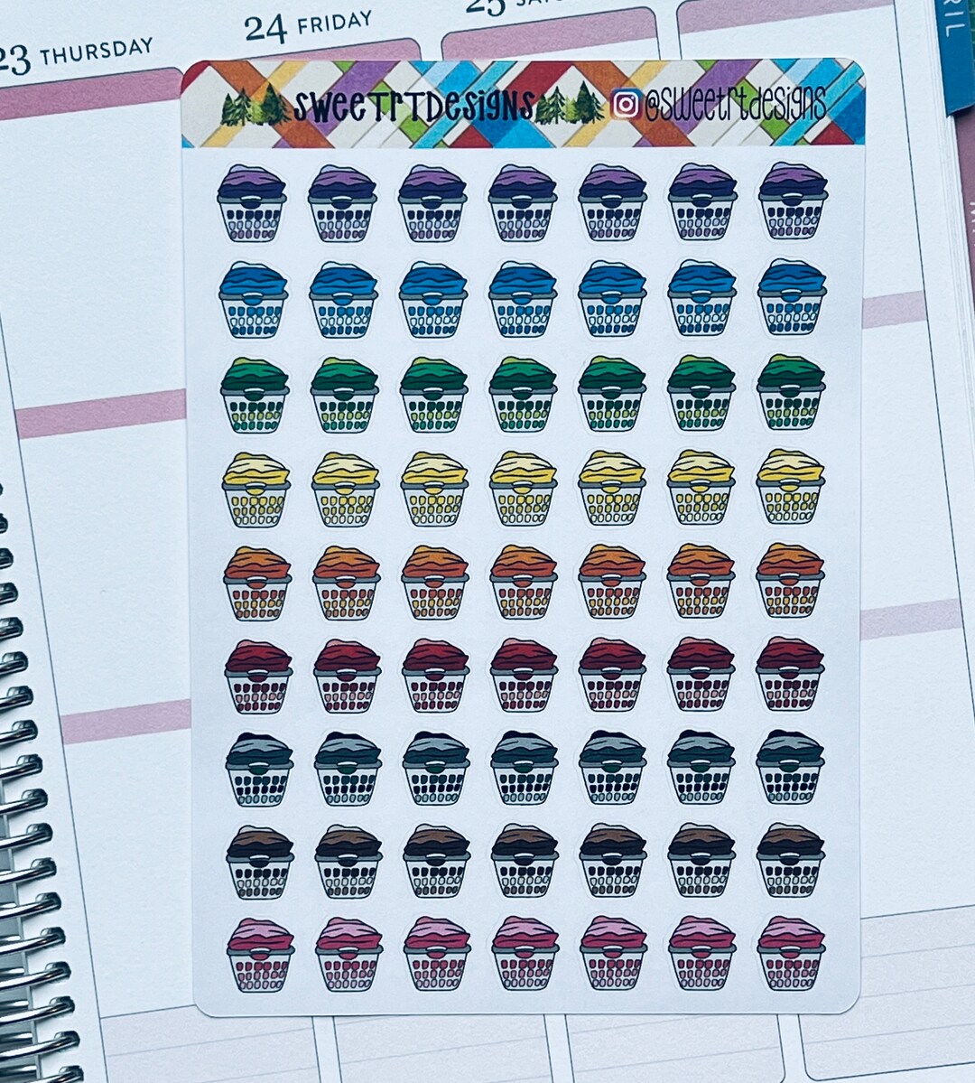 Colored Laundry Basket Planner Stickers - Etsy