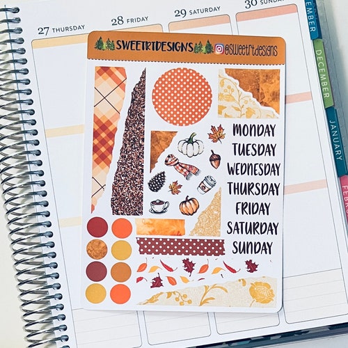 Books and Coffee Sticker Kit Fall Stickers Fall Sticker Kit - Etsy