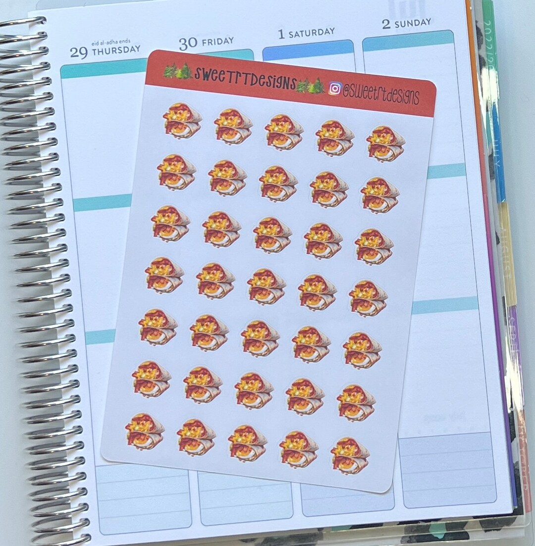 Breakfast Burrito Planner Stickers - Etsy