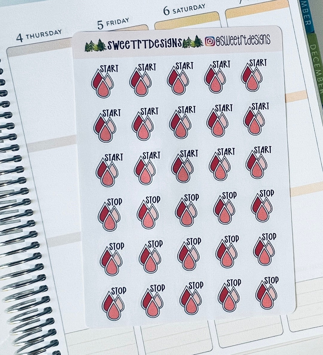 Start and Stop Period Tracking Planner Stickers - Etsy