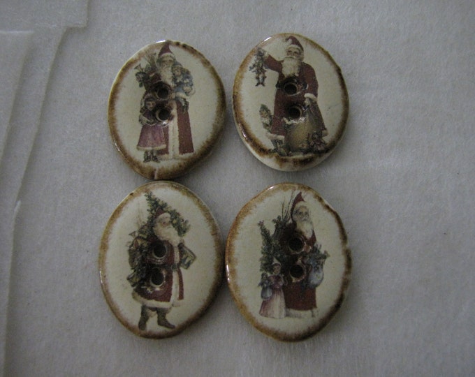Santa Claus Ceramic Buttons Old World Santa Rustic Santa 4 Different ...