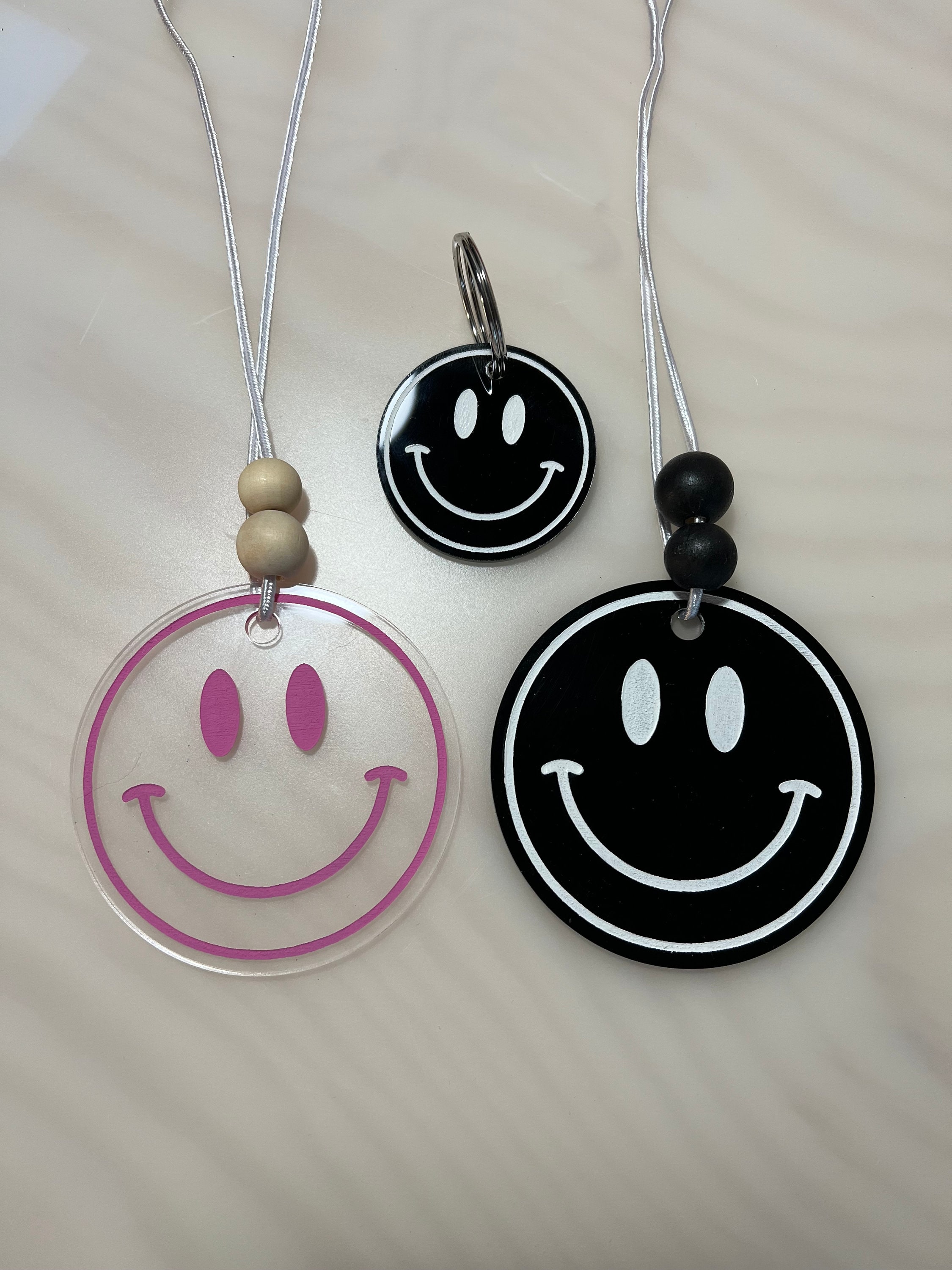 Smiley Face Car Charms, Rear View Mirror Car Charms, Key Chains, Smiley ...