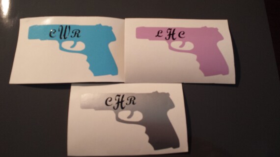 Gun Vinyl Decals Gun Decals With Initials Gun Stickers | Etsy