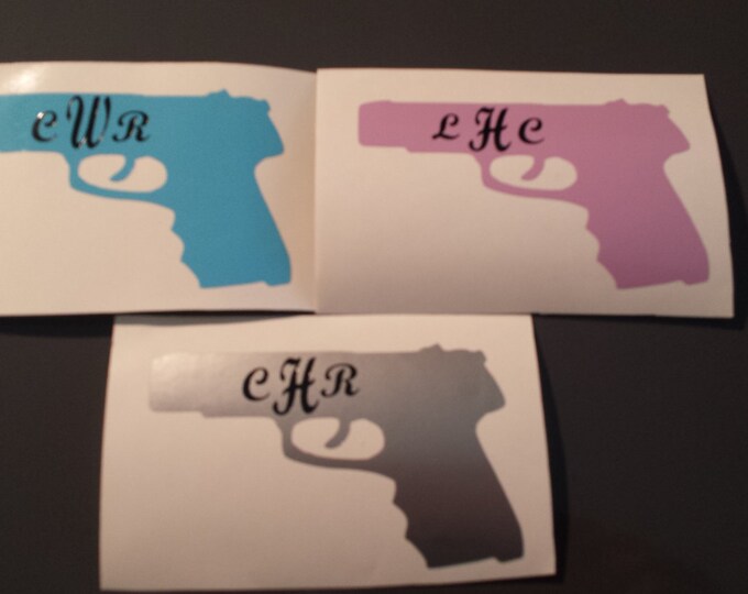 Gun Vinyl Decals, Gun Decals With Initials, Gun Stickers - Etsy