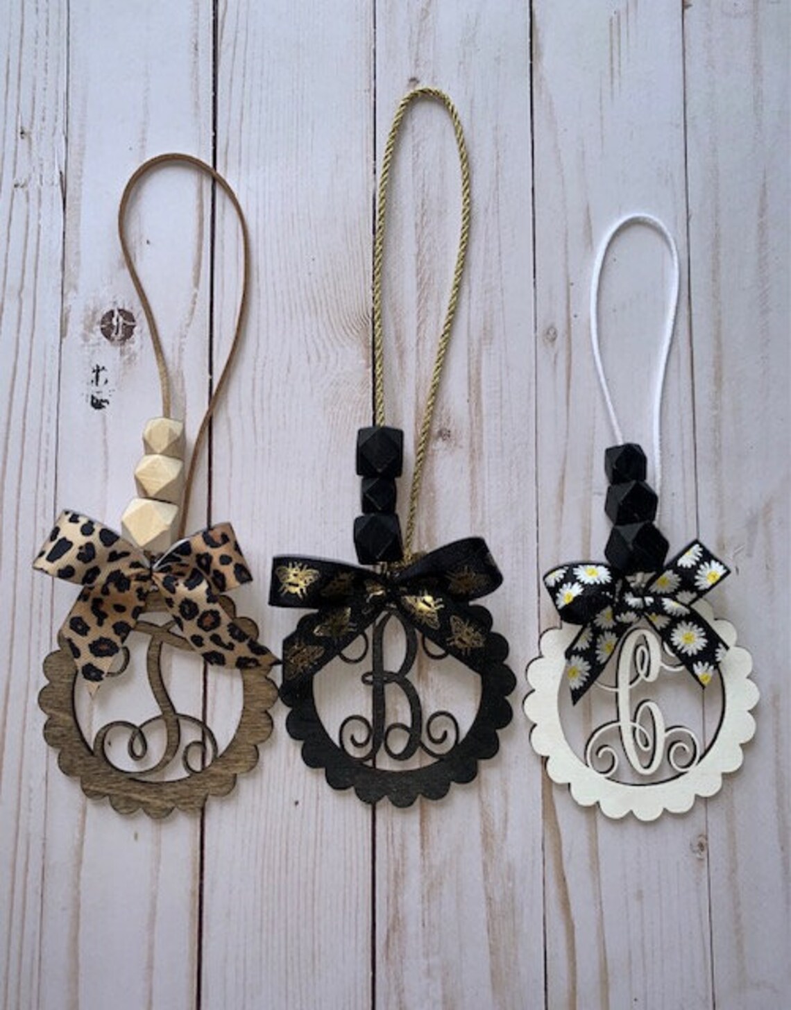Car Mirror Charms/ Car Mirror Monogram Charms / Monogram - Etsy