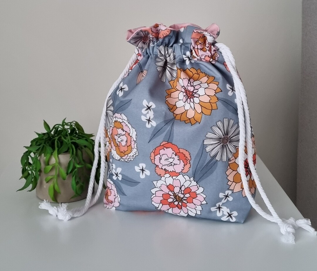 Handmade Floral Drawstring Bag – Fabric Gift or Toiletry Pouch - Etsy ...