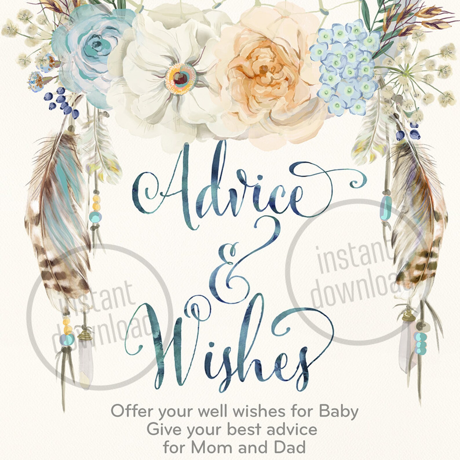 Advice and Wishes Table Sign Dreamcatcher Baby Shower Tribal - Etsy