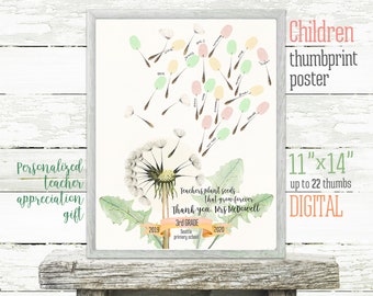 Thumbprint Teacher Gifts PRINTABLE End of Year Teacher Gift Teacher ...